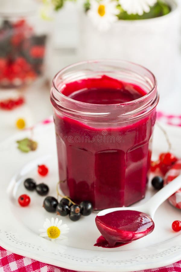 Homemade Black Currant Curd (jam) Stock Image - Image of smooth, glass ...