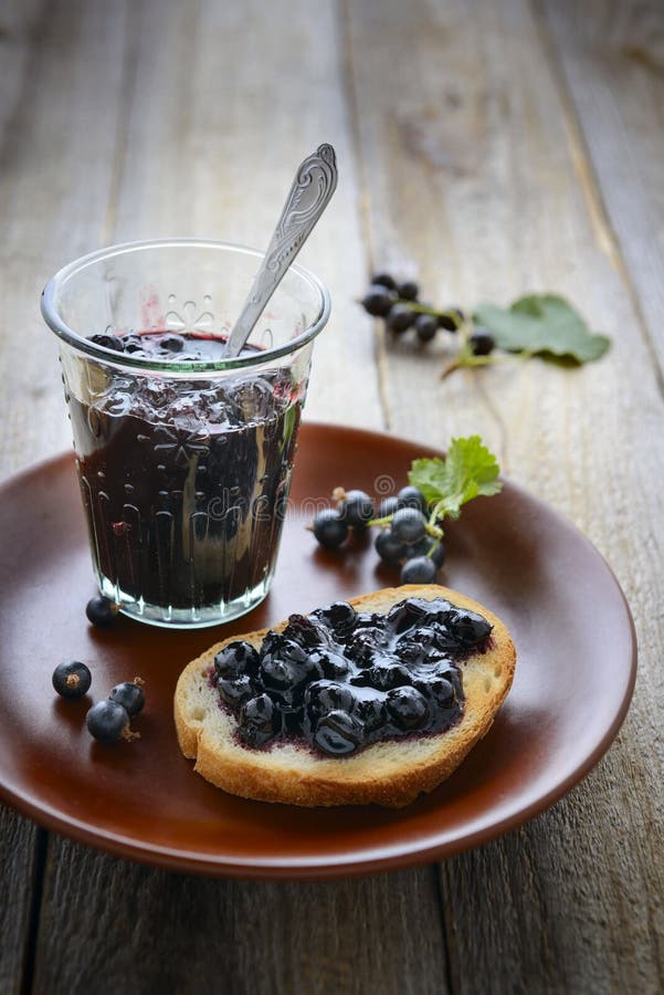 Homemade Blackcurrant Jam. Rustic Style Stock Image - Image of ...