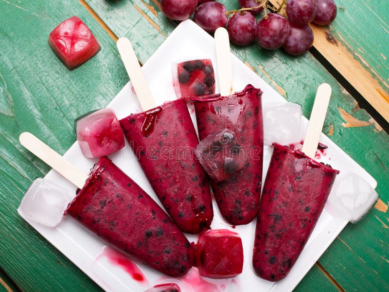 Homemade Blueberry and Grape Ice Cream Stock Image - Image of lolly ...