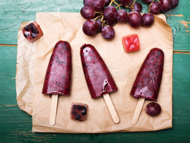 Homemade Blueberry and Grape Ice Cream Stock Image - Image of lollipop ...