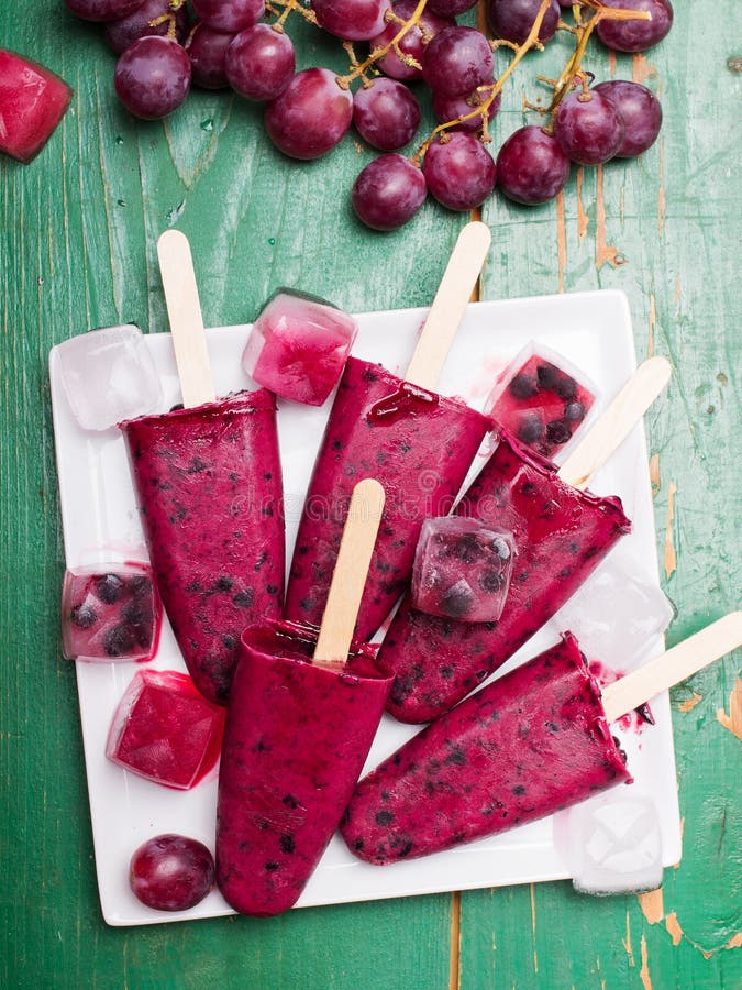 Homemade Blueberry and Grape Ice Cream Stock Image - Image of green ...