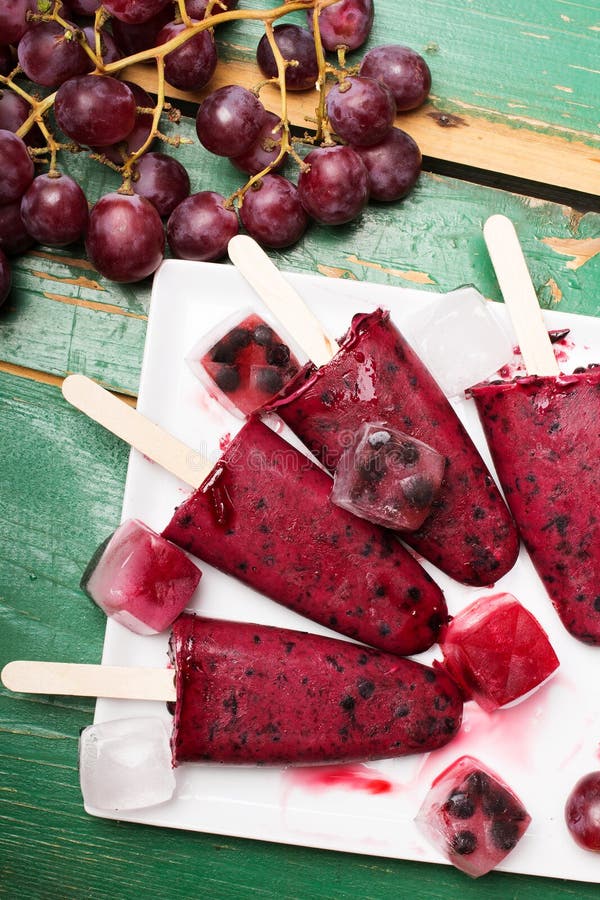 Homemade Blueberry and Grape Ice Cream Stock Image - Image of popsicles ...