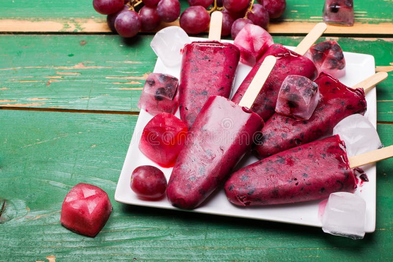 Homemade Blueberry and Grape Ice Cream on a Stick Stock Photo - Image ...