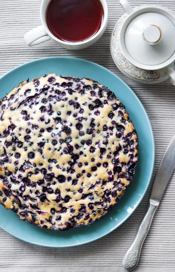 Homemade Blueberry Pie on Blue Plate Stock Photo - Image of ingredient ...