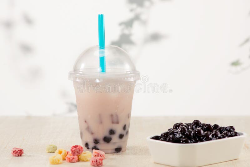 Homemade Boba Bubble Tea with Candy and Ice. Stock Photo - Image of ...