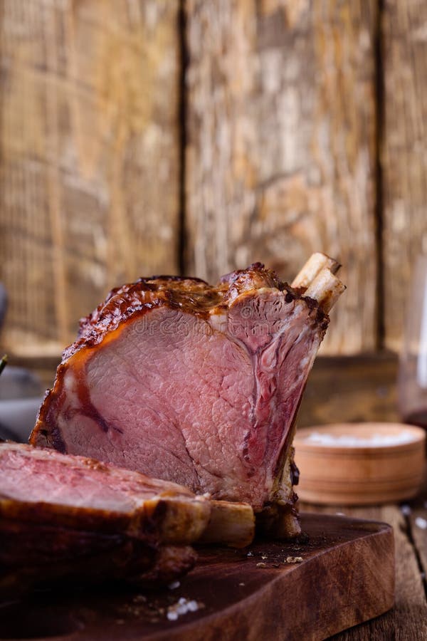 Homemade Bone-in Prime Rib Roast Stock Photo - Image of angle ...