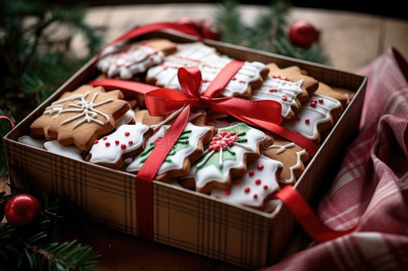 Homemade Boxing Day Cookies Shaped Like Gift Boxes Stock Image - Image ...