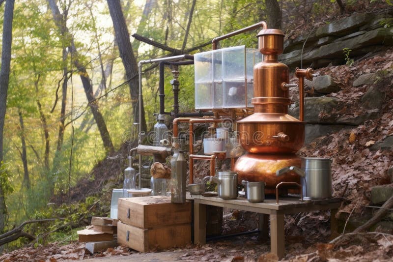 Homemade Brandy Distillation Setup Outdoors Stock Image - Image of ...