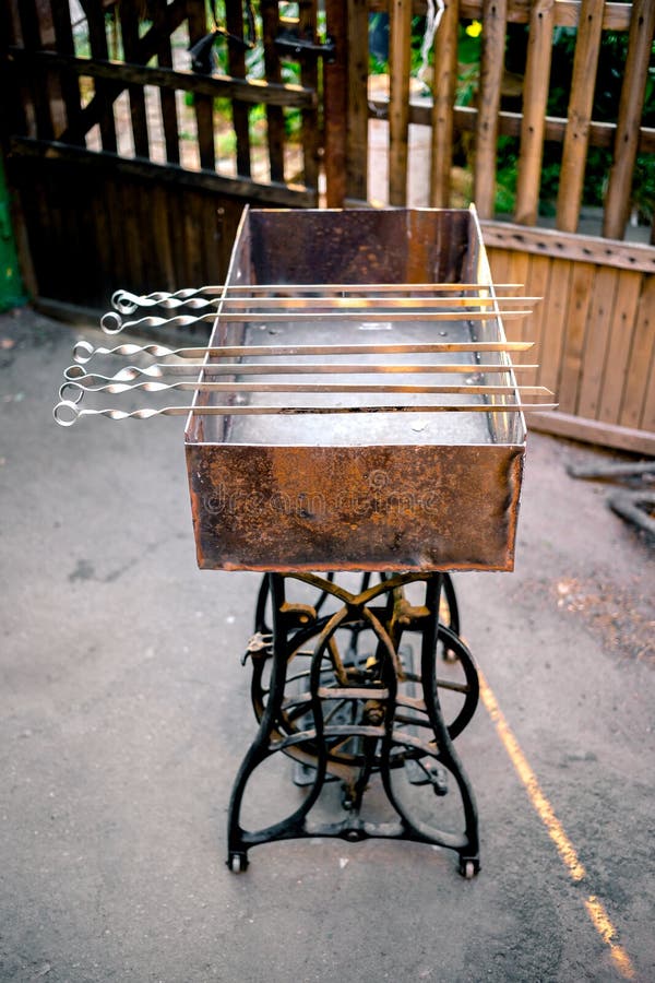 Homemade Brazier from Sheets of Metal Stock Image - Image of barbecue ...