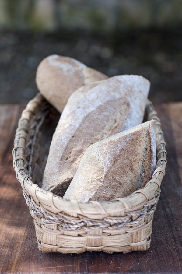 Homemade bread in a basket stock photo. Image of table - 62558862