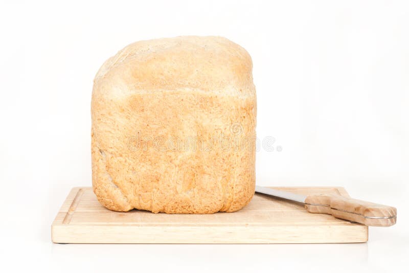 Homemade Bread on Breadboard Flat Front View Stock Image - Image of ...