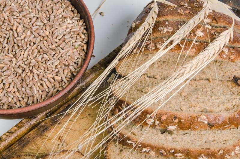 Homemade bread with grains stock photo. Image of crumb - 145878720
