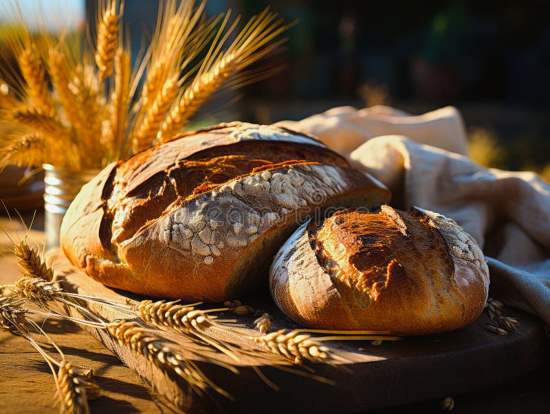 Homemade Bread Made with Your Own Hands in a Field at Sunset. AI ...