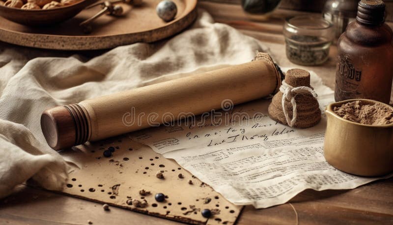 Homemade Bread Recipe with Ancient Herbs on Rustic Parchment Paper ...
