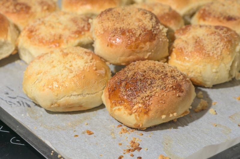 Homemade Bread Rolls on Parchment on a Baking Sheet 3 Stock Photo ...