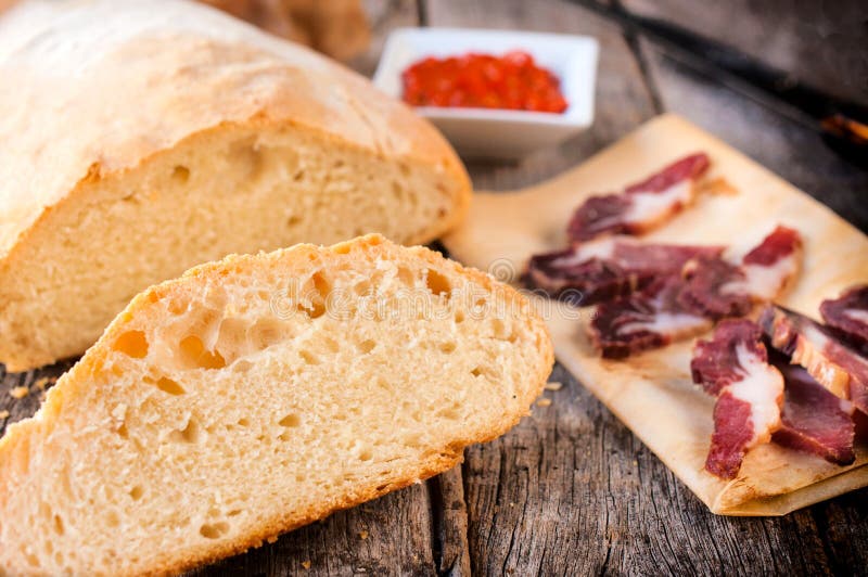 Ajvar on the bread stock photo. Image of brown, indigo - 34107254