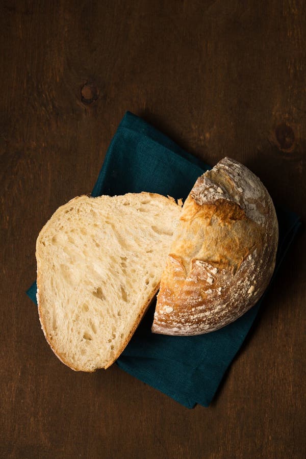 Homemade Bread in the Shape of a Volcano Cut in Half. Still Life in a ...