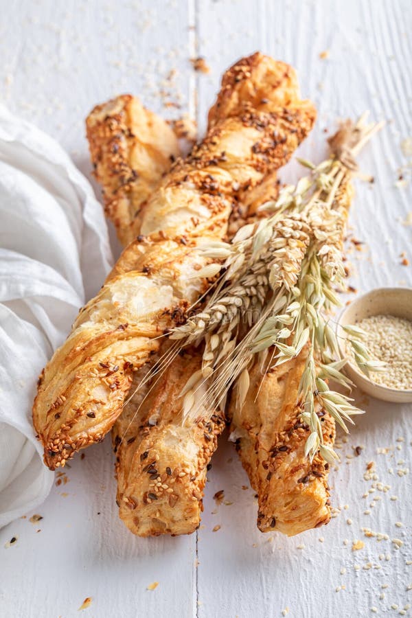 Homemade Bread Sticks on Table in Rustic Kitchen Stock Image - Image of ...