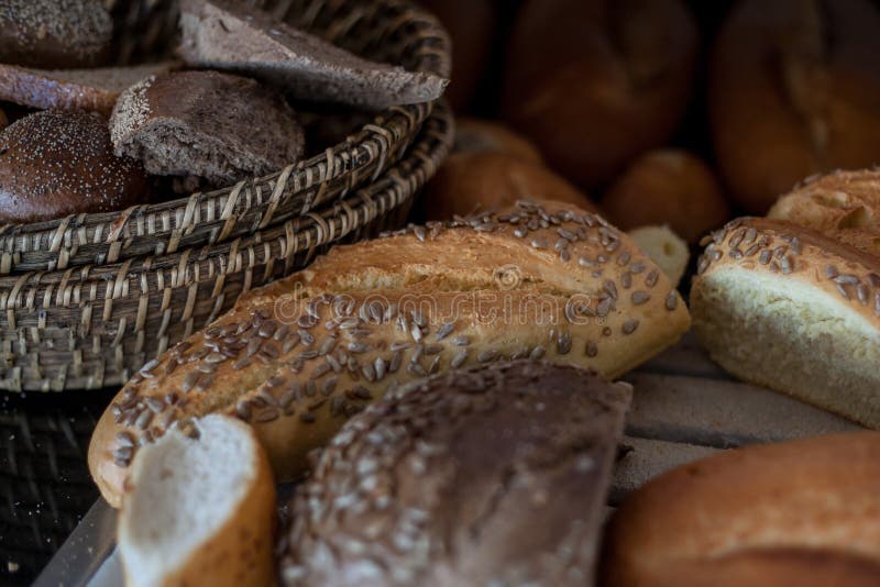 Homemade bread on a table stock photo. Image of organic - 179786224