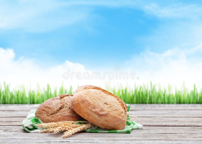 Homemade Bread on Wooden Table Stock Photo - Image of seed, table ...