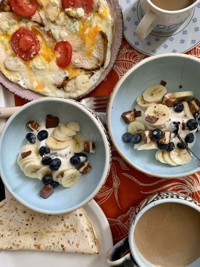 Homemade Breakfast on a Tray Top View Stock Image - Image of fruity ...