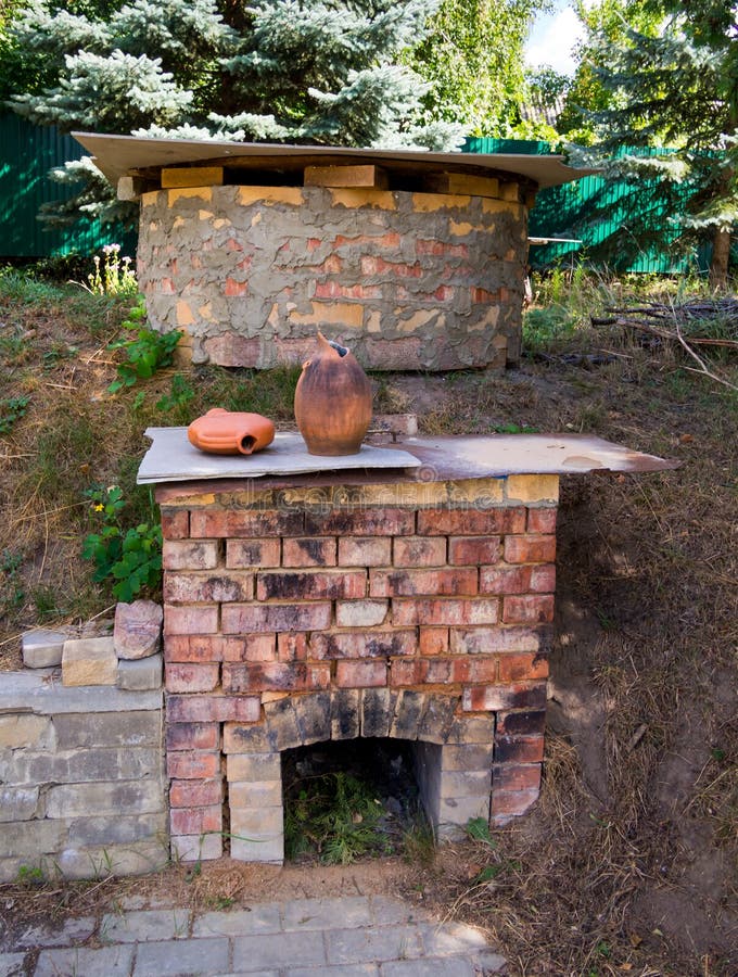 Homemade Brick Oven for Burning Pottery in the Yard Stock Photo - Image ...