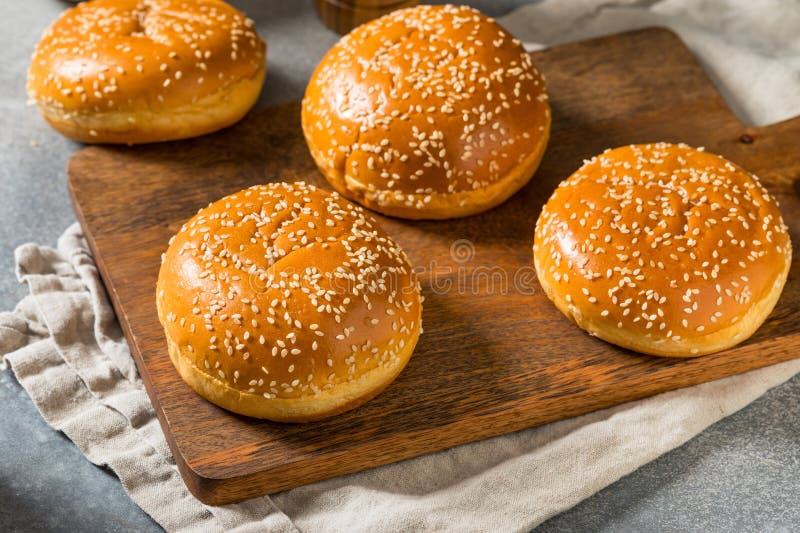 Homemade Brioche Sesame Seed Hamburger Buns Stock Photo - Image of seeds, fresh: 391808602
