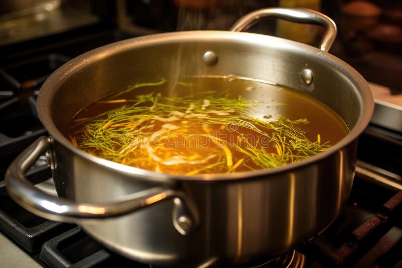 Homemade Broth Simmering in a Pot Stock Photo - Image of cooking, meal ...