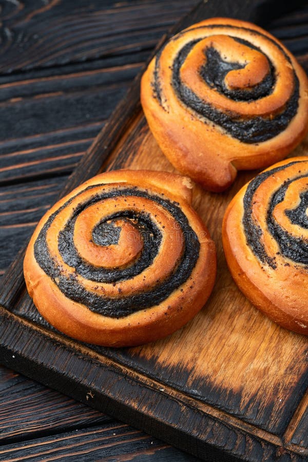 Homemade Bun with Poppy Seeds Stock Photo - Image of swirl, healthy ...
