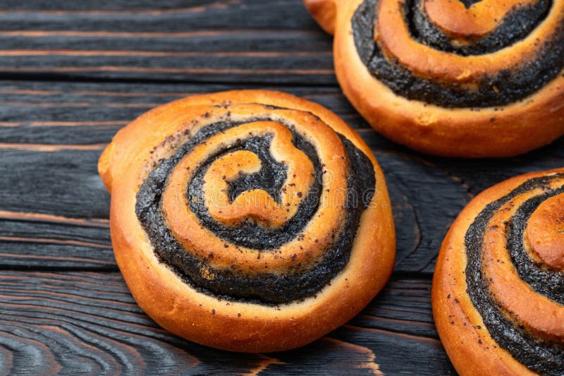 Homemade Bun with Poppy Seeds Stock Image - Image of bakery, closeup ...