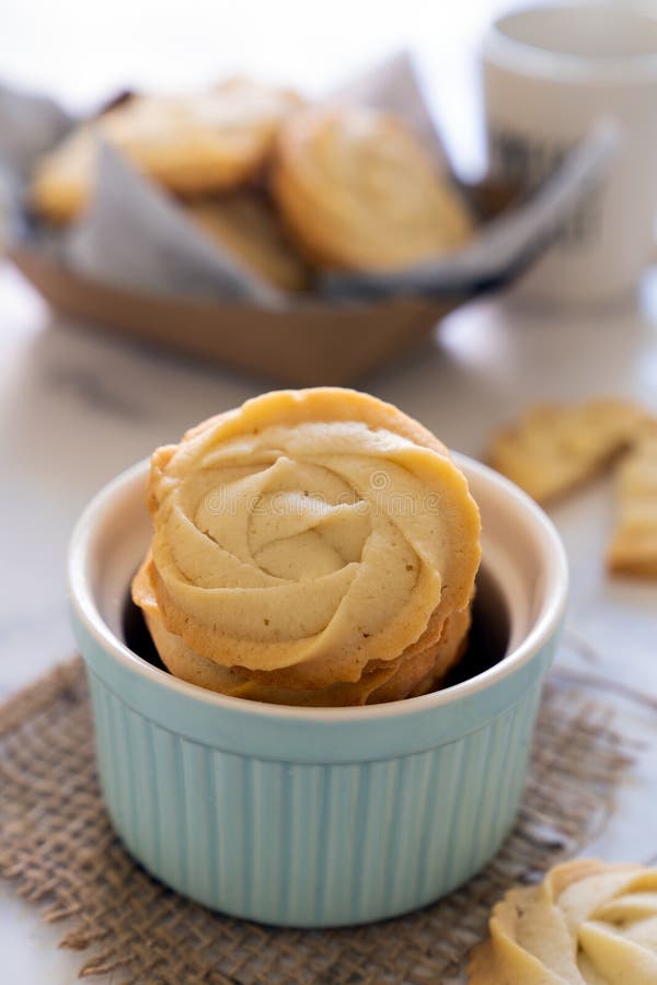 Homemade Butter Cookies in Stack Stock Image - Image of cookies, round ...