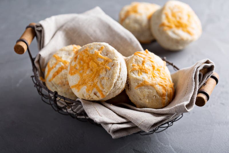 Homemade Buttermilk Biscuits with Cheddar Cheese Stock Photo - Image of ...