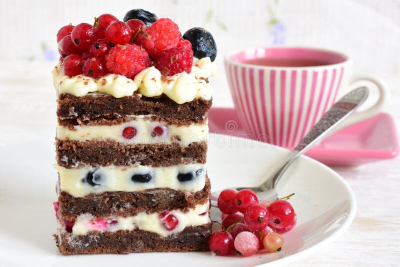Homemade cake with berries stock photo. Image of layered - 77596720
