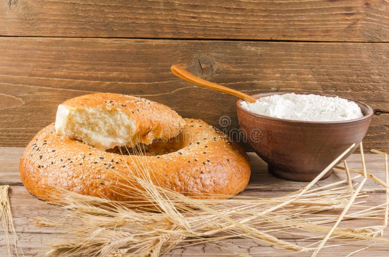 Homemade cake and spikes stock photo. Image of wheat - 126074176
