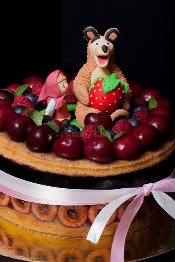 Homemade Cake with Mastic Figures and Berries Editorial Photography ...