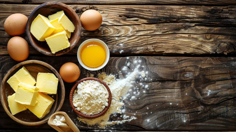 Homemade Cake Recipe Ingredients and Process in a Rustic Kitchen ...