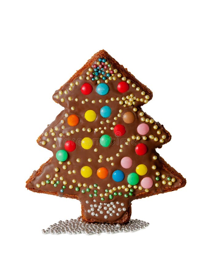 Homemade Cake in a Shape of a Christmas Tree Isolated Stock Photo ...