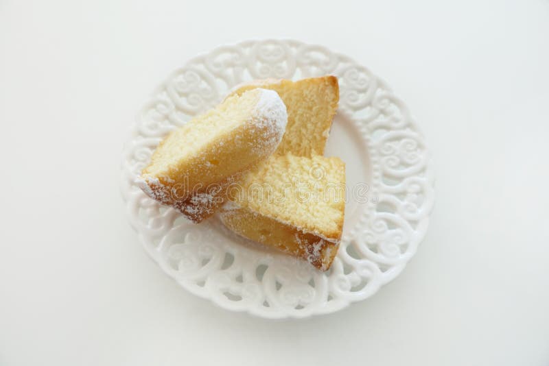 Homemade Cake Slices in a Plate on a White Background Stock Image ...