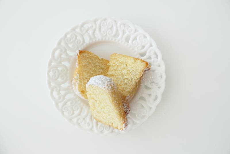 Homemade Cake Slices in a Plate Isolated on a White Background Stock ...