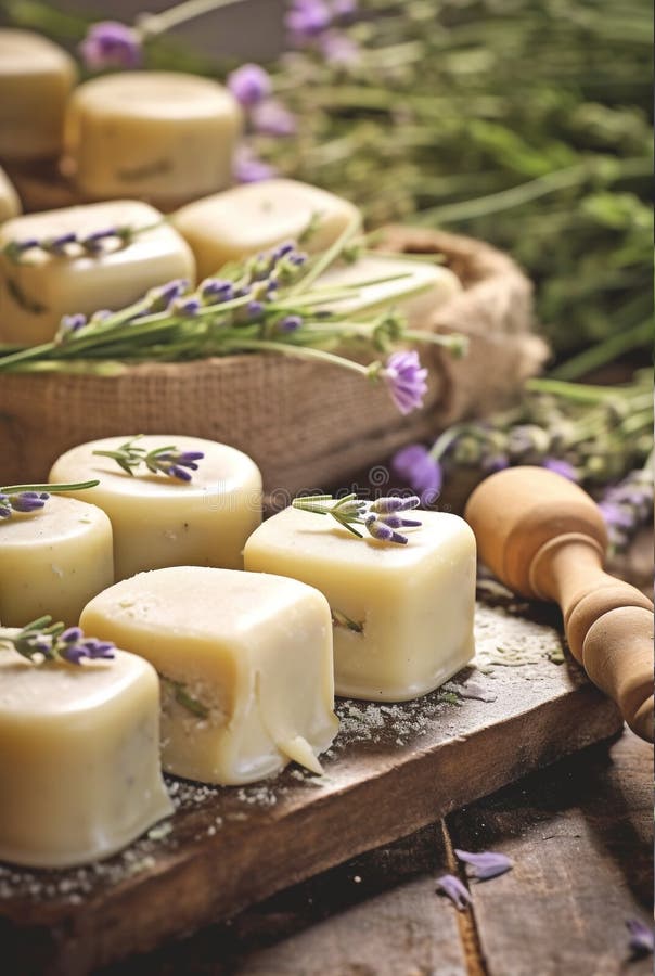 Homemade Calisson Sweets with Lavender Flowers. Generative AI Stock ...