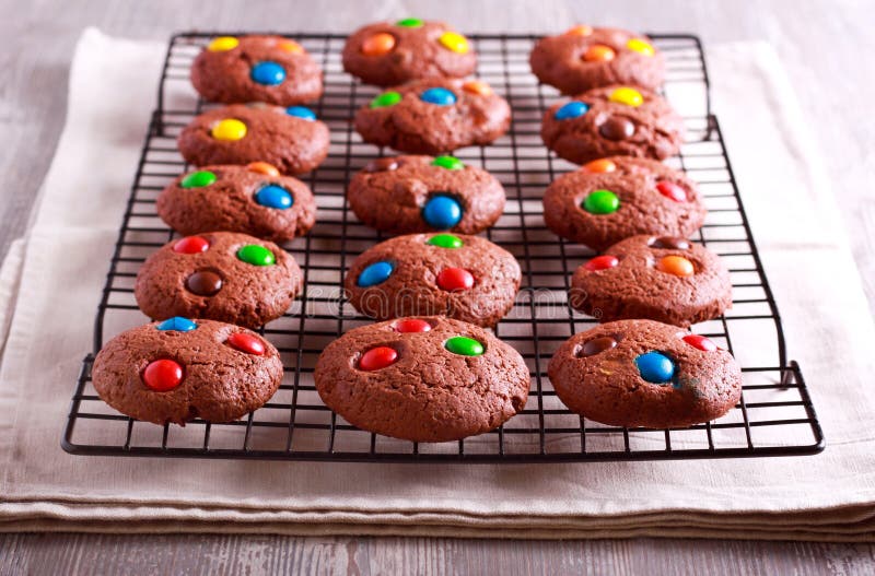 Homemade Candy Coated Chocolate Cookies Stock Image - Image of homemade ...