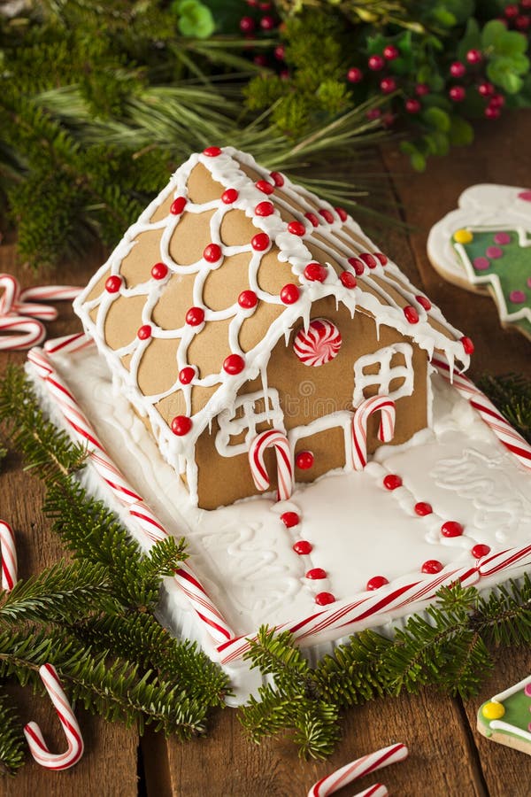 Homemade Candy Gingerbread House Stock Image - Image of festive ...