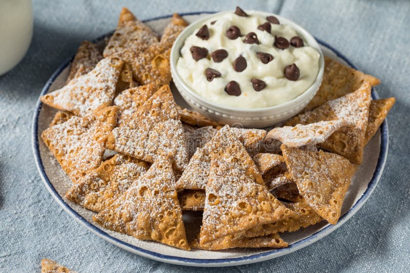Homemade Cannoli Chips with Ricotta Dip Stock Photo - Image of pastry ...