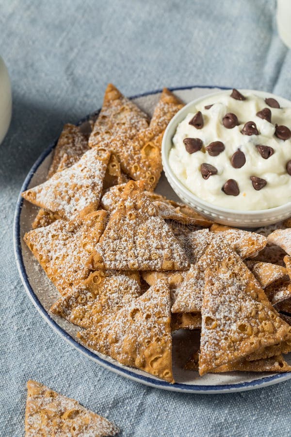 Homemade Cannoli Chips with Ricotta Dip Stock Photo - Image of ...