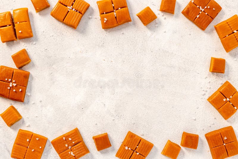 Homemade Caramel Candies Pattern Top View. Sweets Background Stock ...