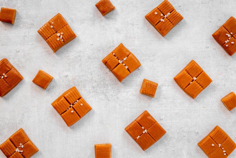 Homemade Caramel Candies Pattern Top View. Sweets Background Stock ...