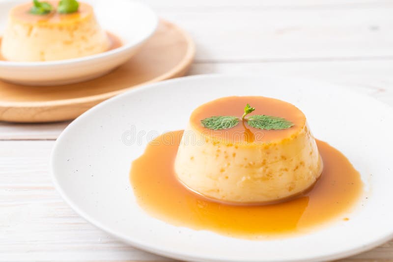 Homemade Caramel Custard Pudding Stock Photo - Image of isolated ...