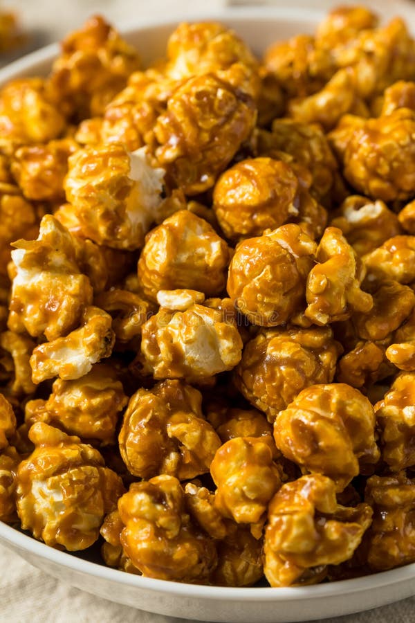 Homemade Caramel Pop Corn stock image. Image of meal - 283546041