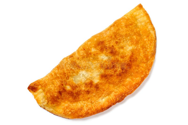 Homemade Cheburek with Meat on a White Background. Stock Image - Image ...