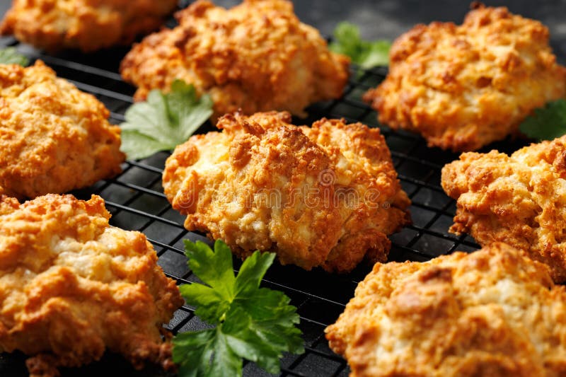Homemade Cheddar Cheese Biscuits on a Cooling Rack Stock Image - Image ...